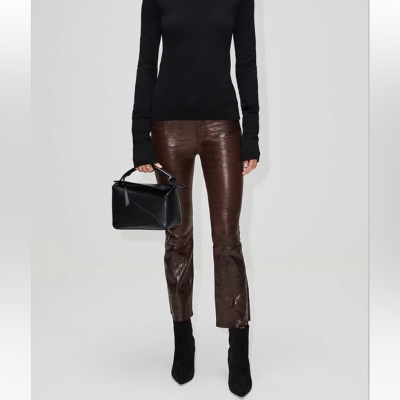 Frame Denim | Jeans | Frame Le Crop Mini Boot Leather Pants | Poshmark